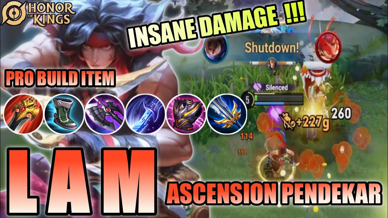 LAM Ascension Pendekar Honor of Kings (HOK) INSANE DAMAGE !!! Pro build ...