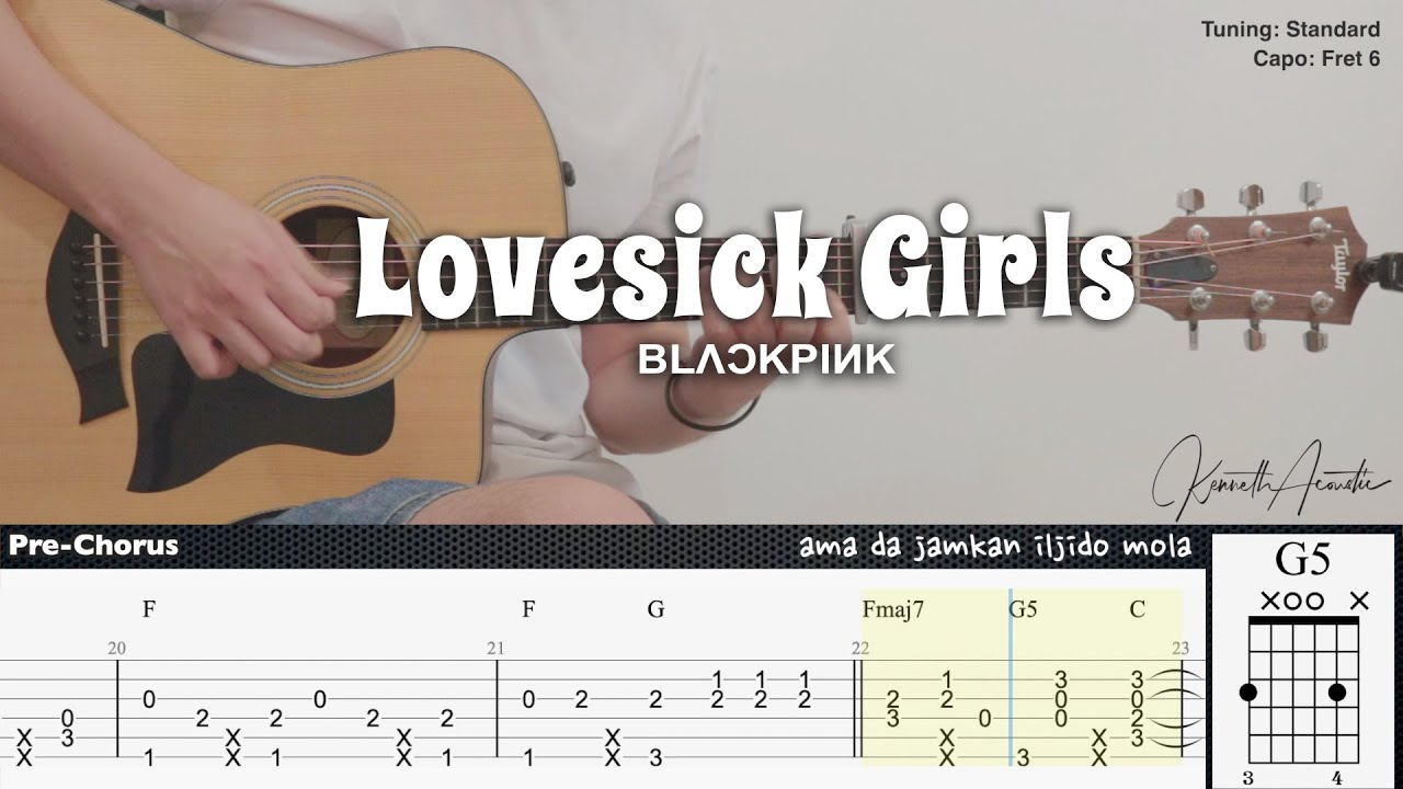 (FREE TAB) Lovesick Girls - BLACKPINK | Fingerstyle Guitar | TAB ...