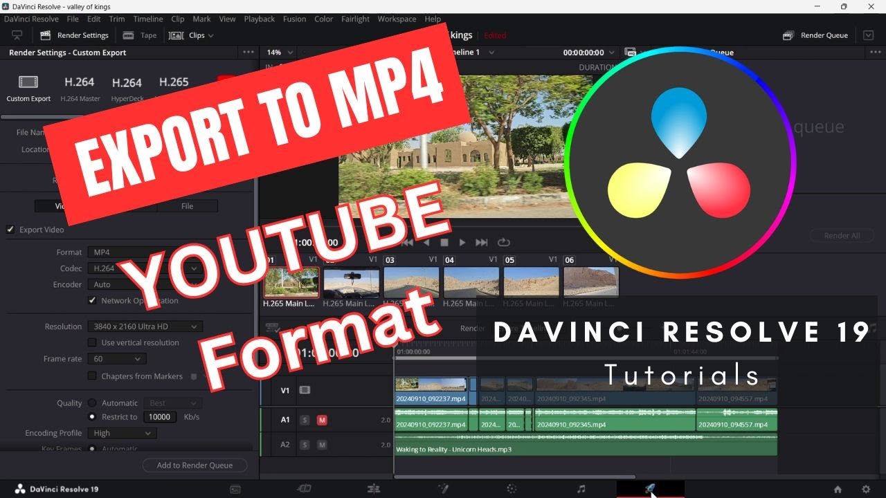 How To Export Davinci Resolve To Low File Size Mp4 For Youtube Video Davinciresolve Youtube