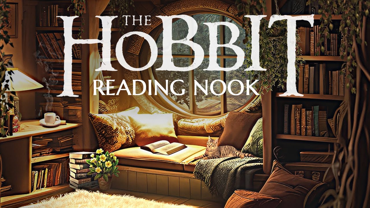 The Hobbit Reading nook Cozy ASMR Ambience / Nature sounds, Cat purring ...