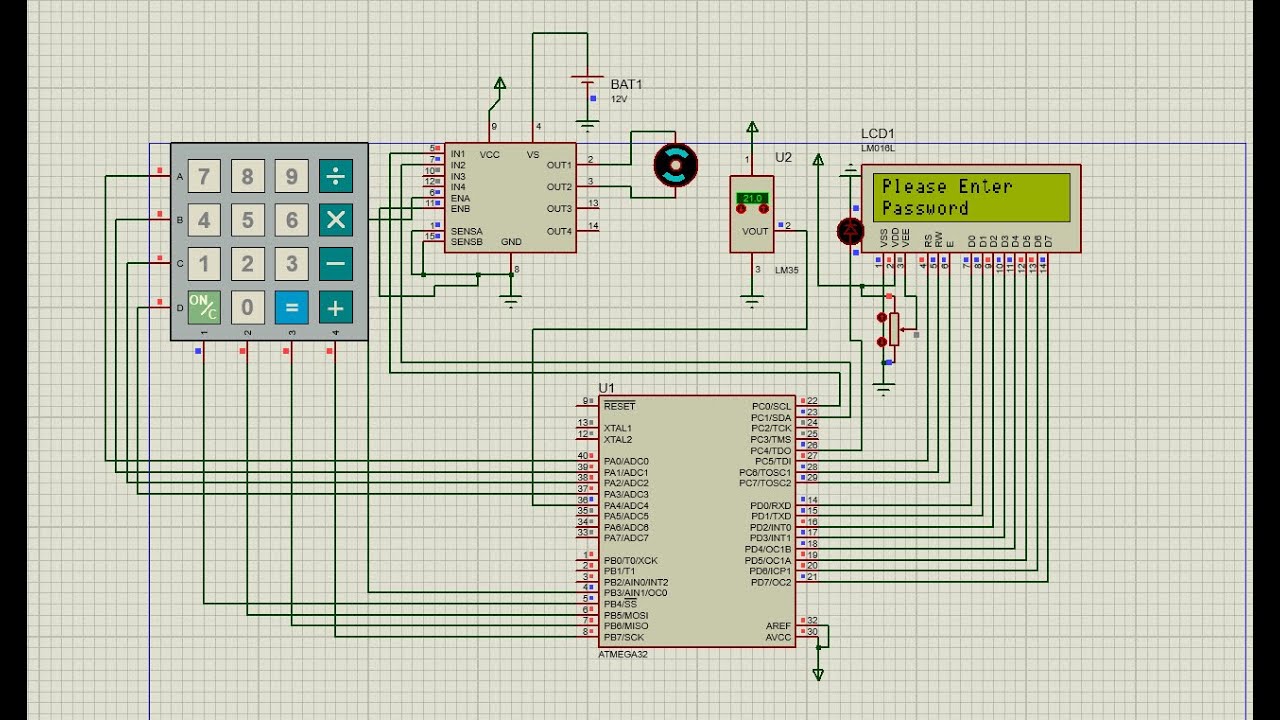 Temperature Sensor And Dc Motor Control System Atmega32 Youtube