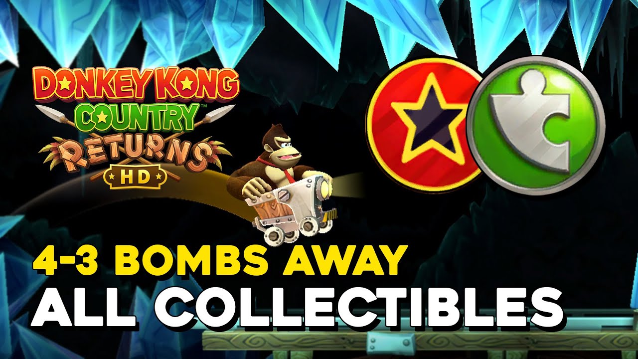 Donkey Kong Country Returns HD 4-3 Bombs Away All Collectibles (All ...