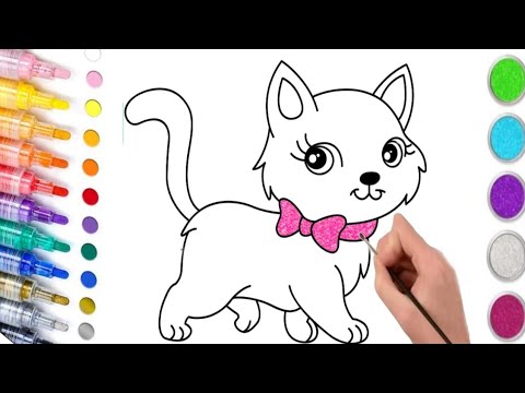 cute cat drawing, cat drawing for kids, kids drawing painting, Mano ...