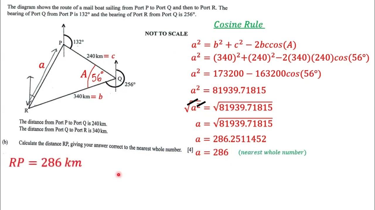 Bearing and Cosine Rule (1) - YouTube