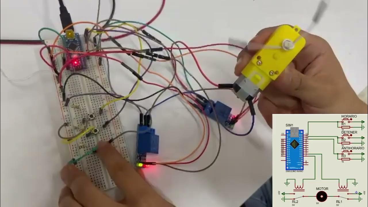 Control del motor a través del relé utilizando el Arduino, con 1 pulsador y 3 pulsadores - YouTube
