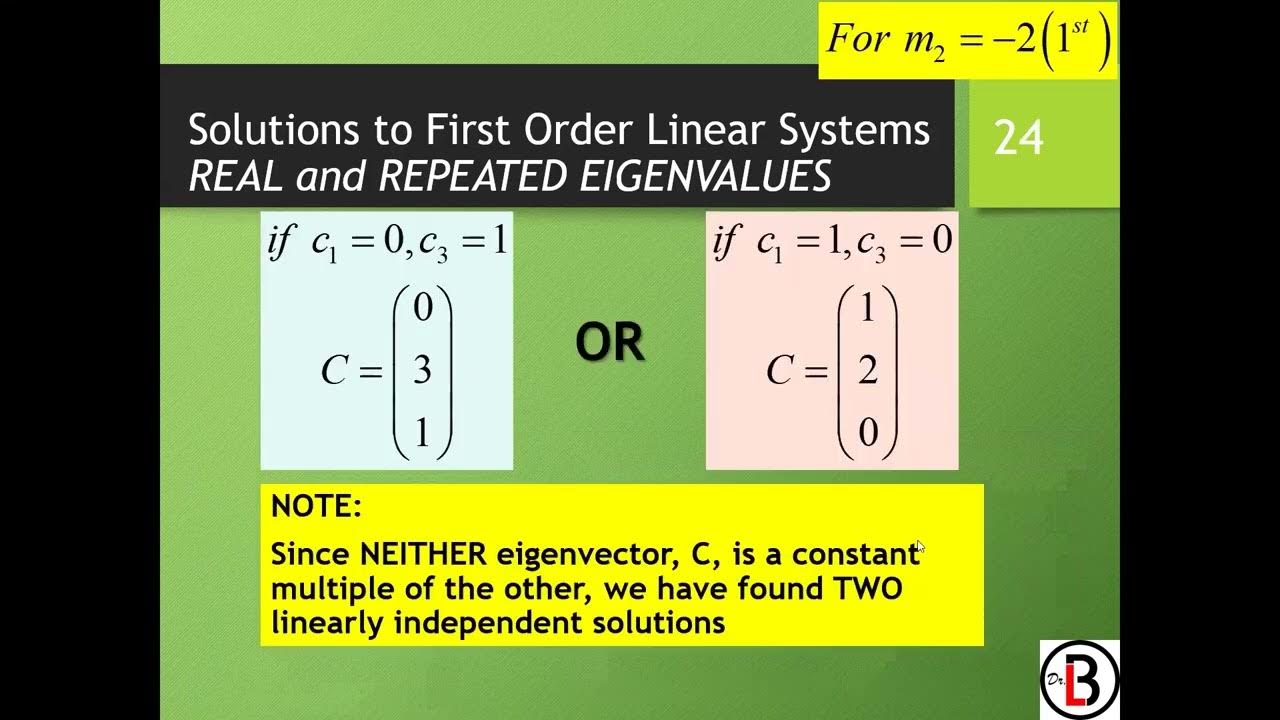 Homogeneous Linear System (Real and Repeated Eigenvalues) - Advanced Mathematics - YouTube