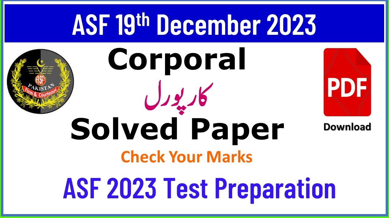 ASF Corporal 19 December 2023 Solved Paper with PDF file - YouTube