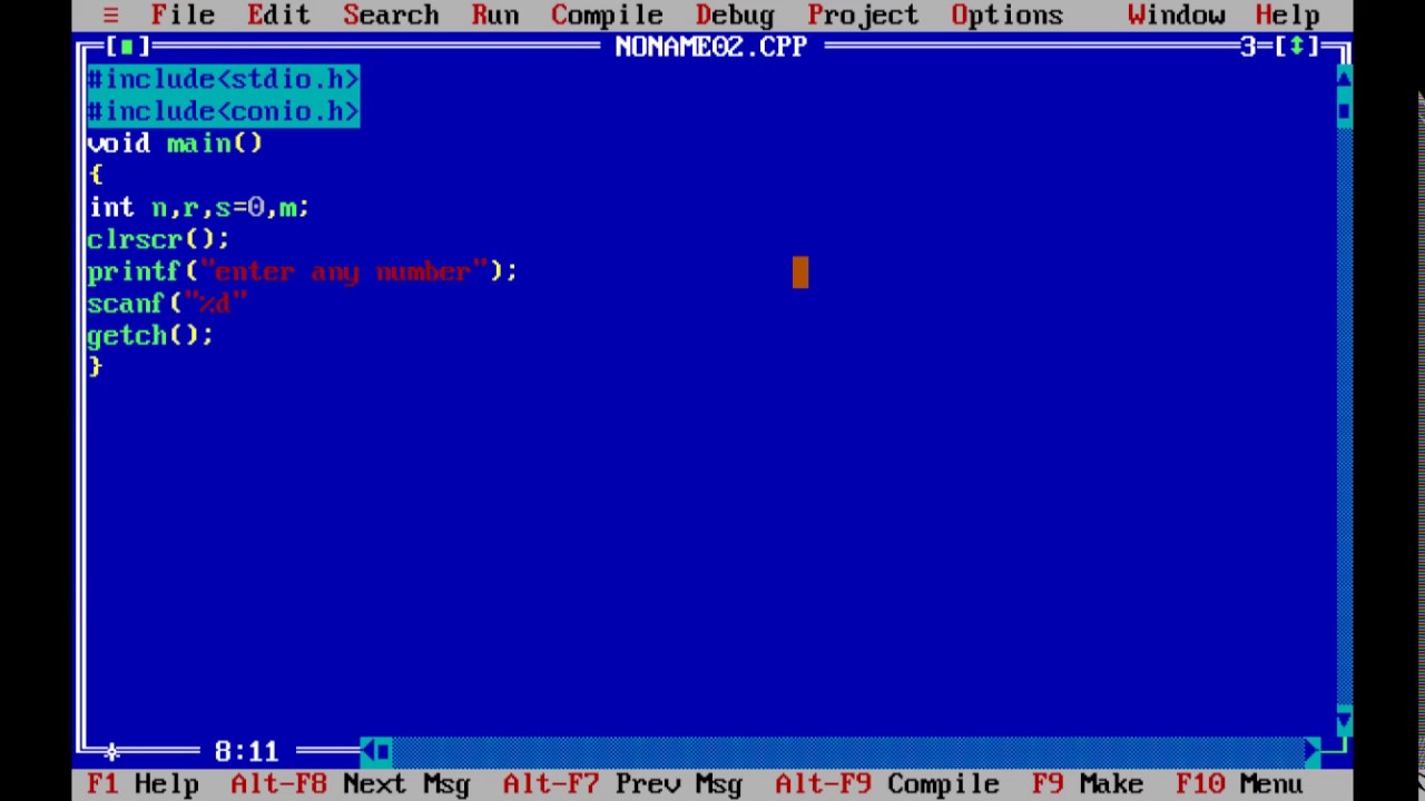 armstrong number in c (153=1*1*1+5*5*5+3*3*3) - YouTube