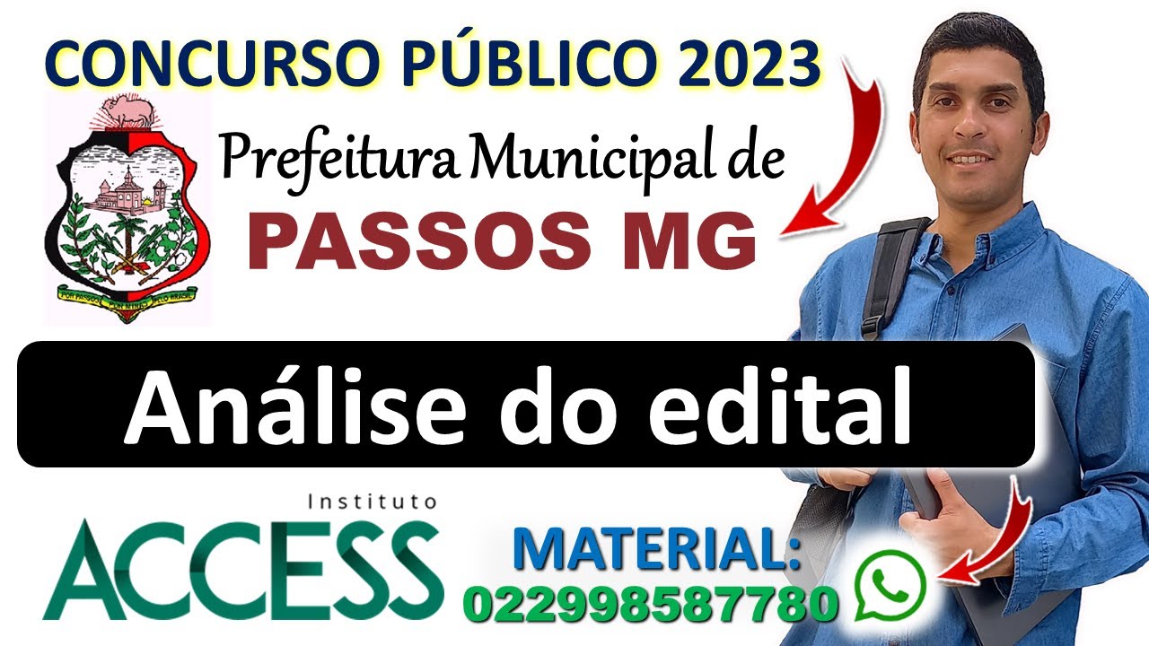 CONCURSO PREFEITURA DE PASSOS MG 2023 | Edital | Banca Instituto Access ...
