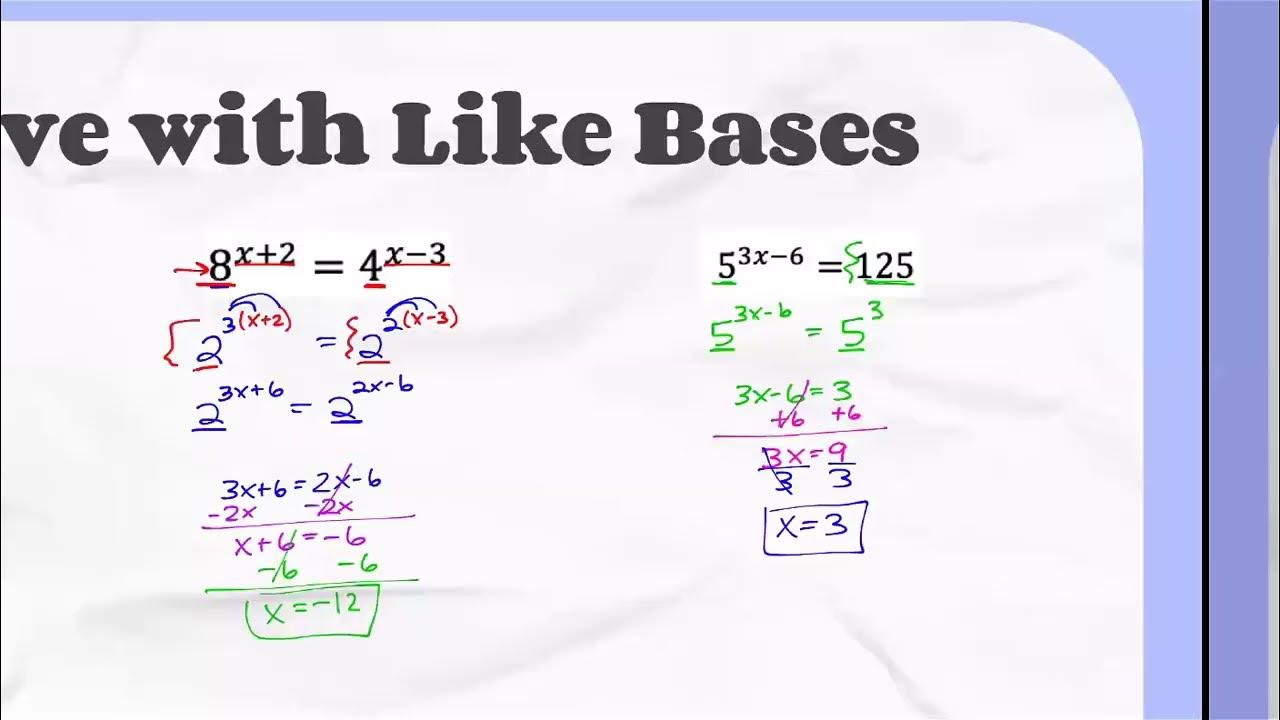 Exponential And Logarithmic Equations Youtube