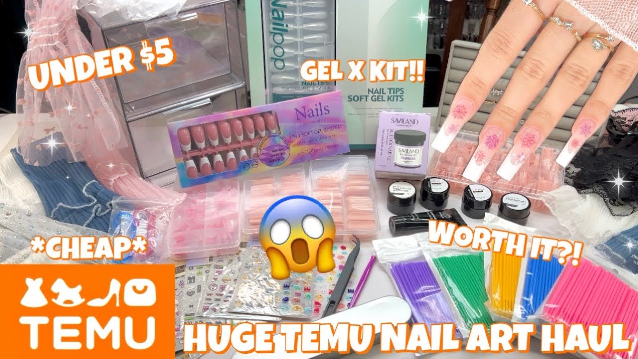 TRYING AFFORDABLE NAIL SUPPLIES FROM TEMU | HUGE NAIL ART HAUL WITH ...