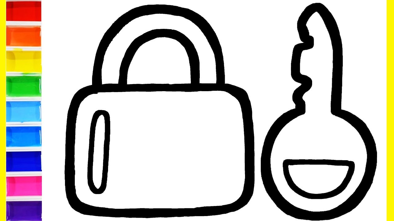 Lock & Key Draw, Color, paint, Easy Drawing Tutorial for Children ...