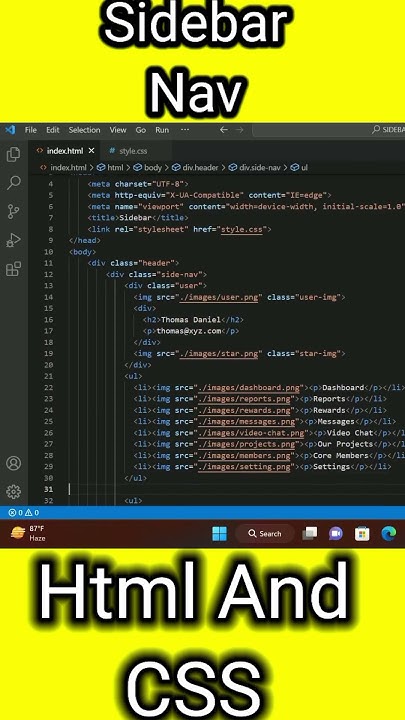 How to make Side Bar Menu For Website Using HTML and CSS / # ...