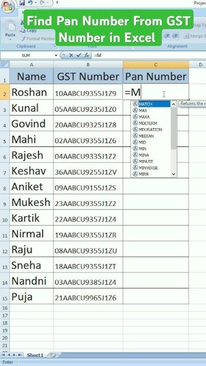 How to get PAN Number From GST Number in Excel🔥||Advance Excel 💯 || #shorts #excel #exceltips # ...