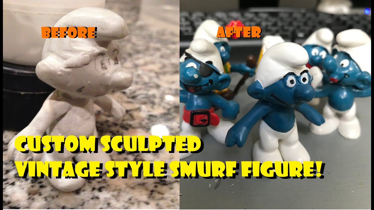 CUSTOM SCULPTED SMURF FIGURE - vintage schleich/bully style made from ...