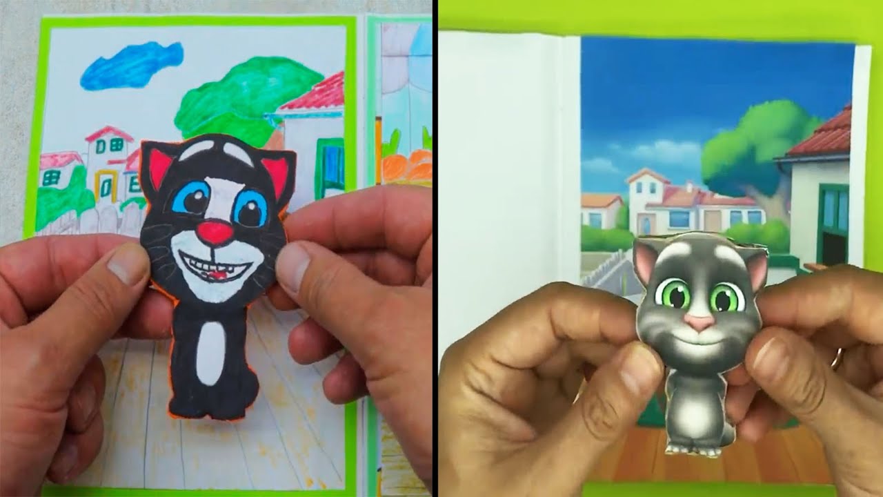 DIY Paper quiet book. My talking Tom 2 Lite vs My Talking Tom - YouTube
