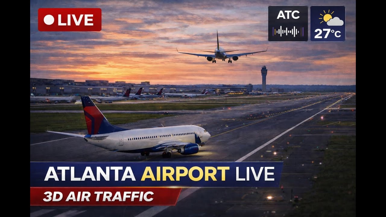 ATLANTA AIRPORT LIVE 3D | ATL / KATL Heavy Traffic, Arrivals ...
