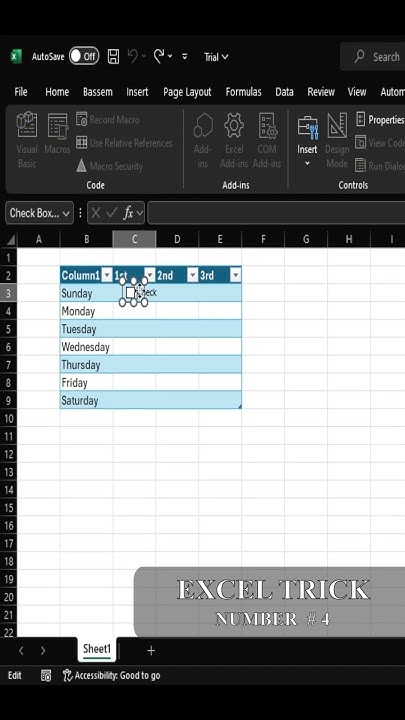 4 Add Checkboxes In Excel Excel Exceltips Exceltricks Youtube