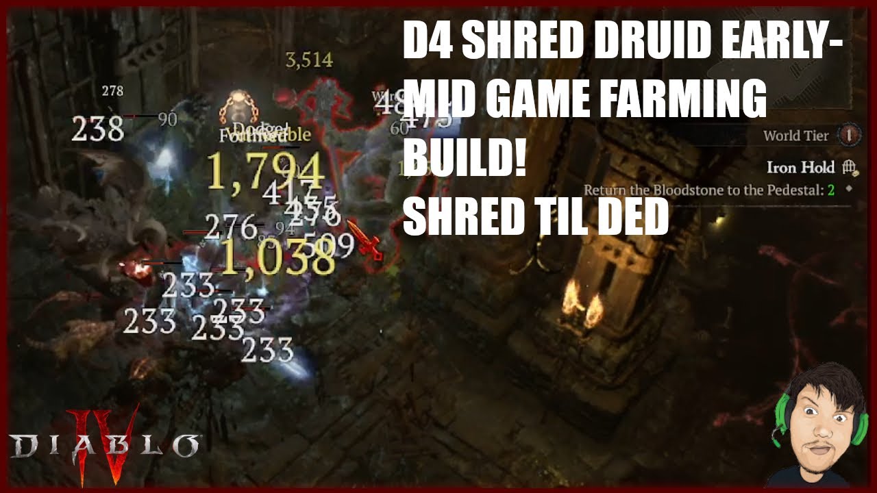 Diablo 4 Shred Druid Beginner NO UNIQUE early-mid game farming build ...