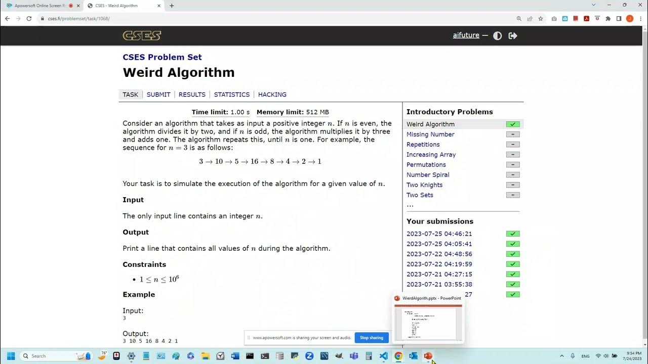 CSES Introductory Problem - Weird Algorithm - YouTube