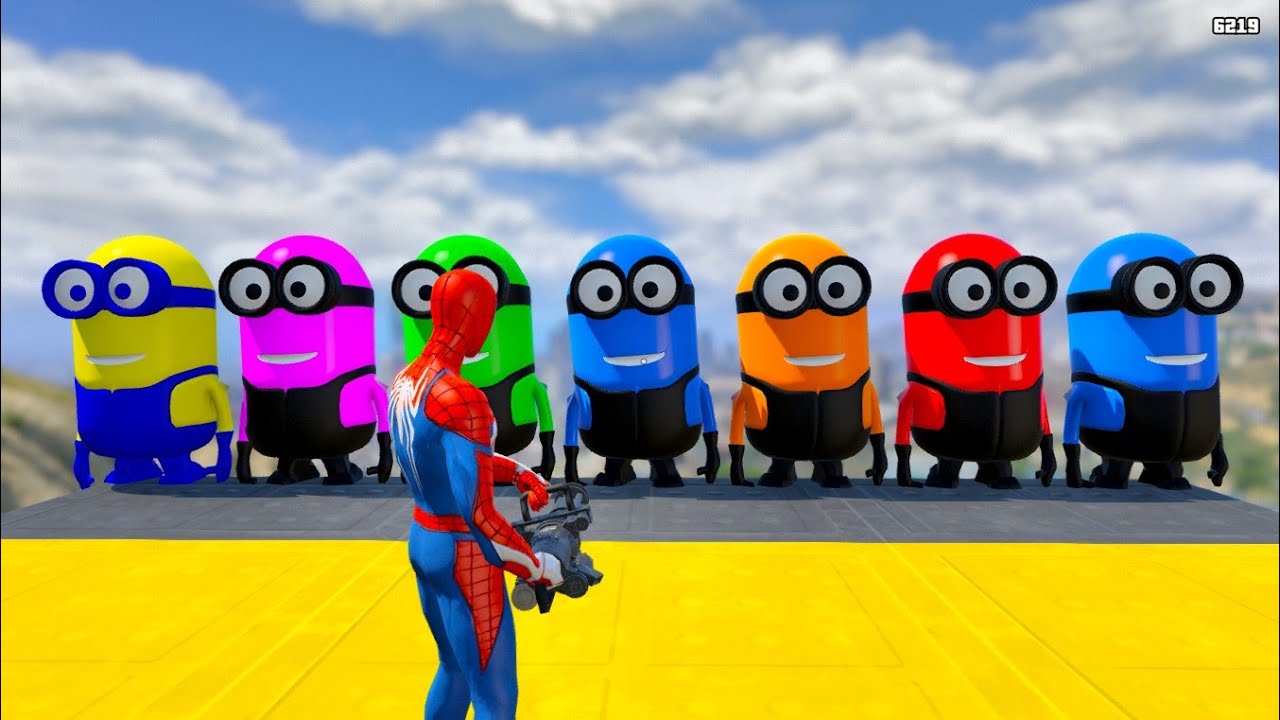RED SPIDERMAN VS COLORFUL MINIONS (Euphoria Physics & Funny Fails) Ep ...