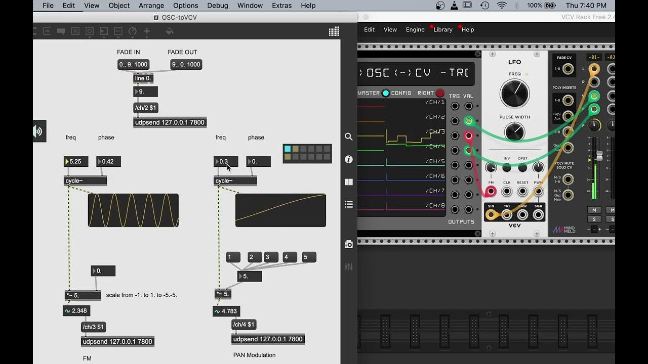 Open SoundControl basic example from Maxmsp to VCV-Rack 2 - YouTube