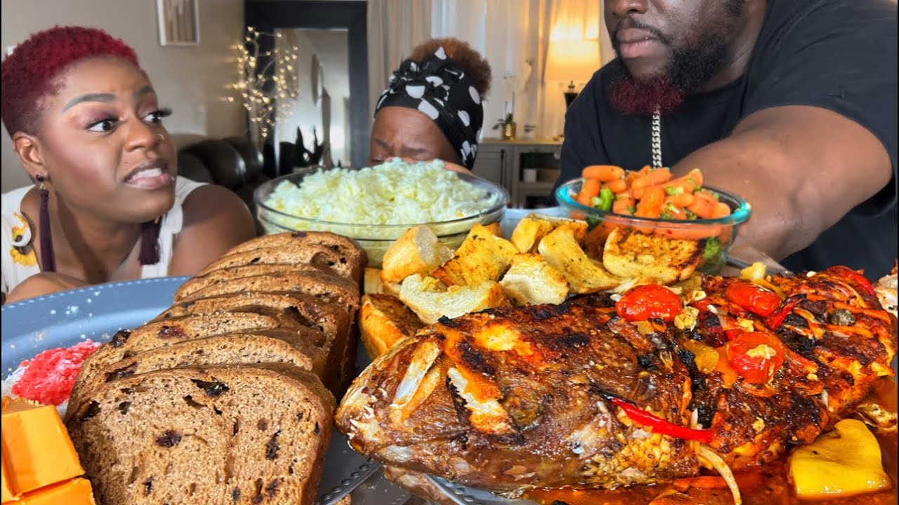 AN EASTER MUKBANG SOMETHING.. || HUGE FRIED SNAPPER || BUN & CHEESE ...