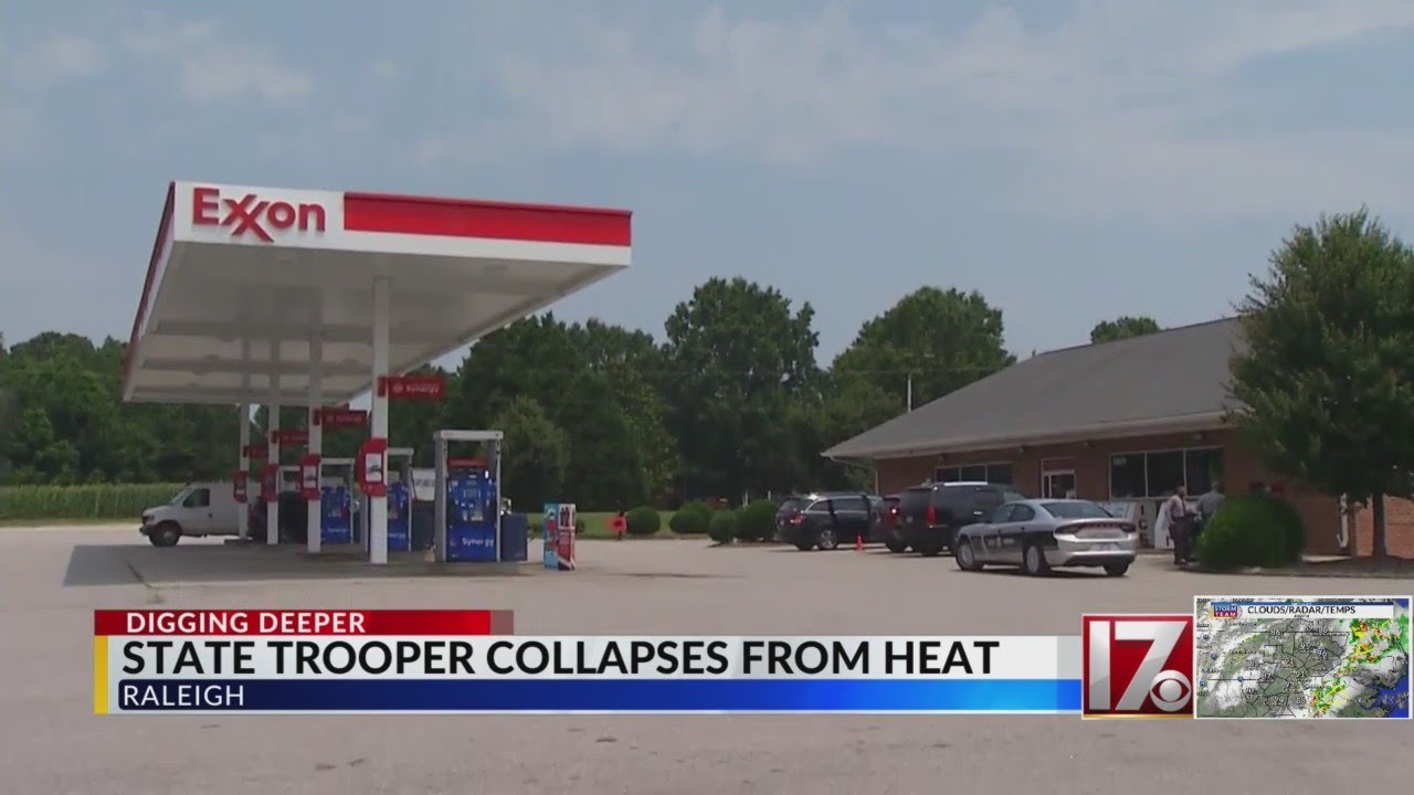 State trooper collapses from heat - YouTube