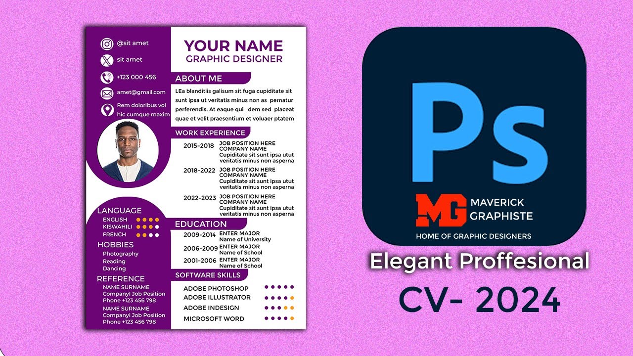 How to make Proffesional CV in Photoshop 2024[step by step].CV Design ...