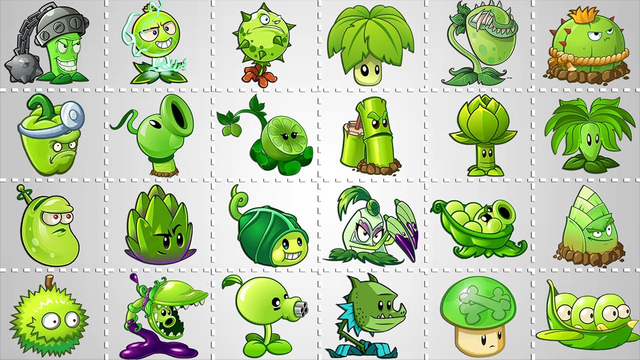 Pvz2 All PREMIUM GREEN Plants Attack Gargantuar Zombie Fight - Plants ...