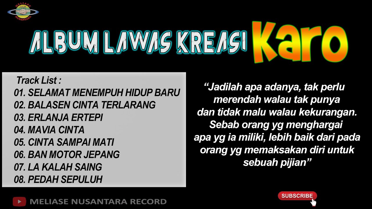 ALBUM LAWAS KREASI KARO - LAGU KARO - YouTube