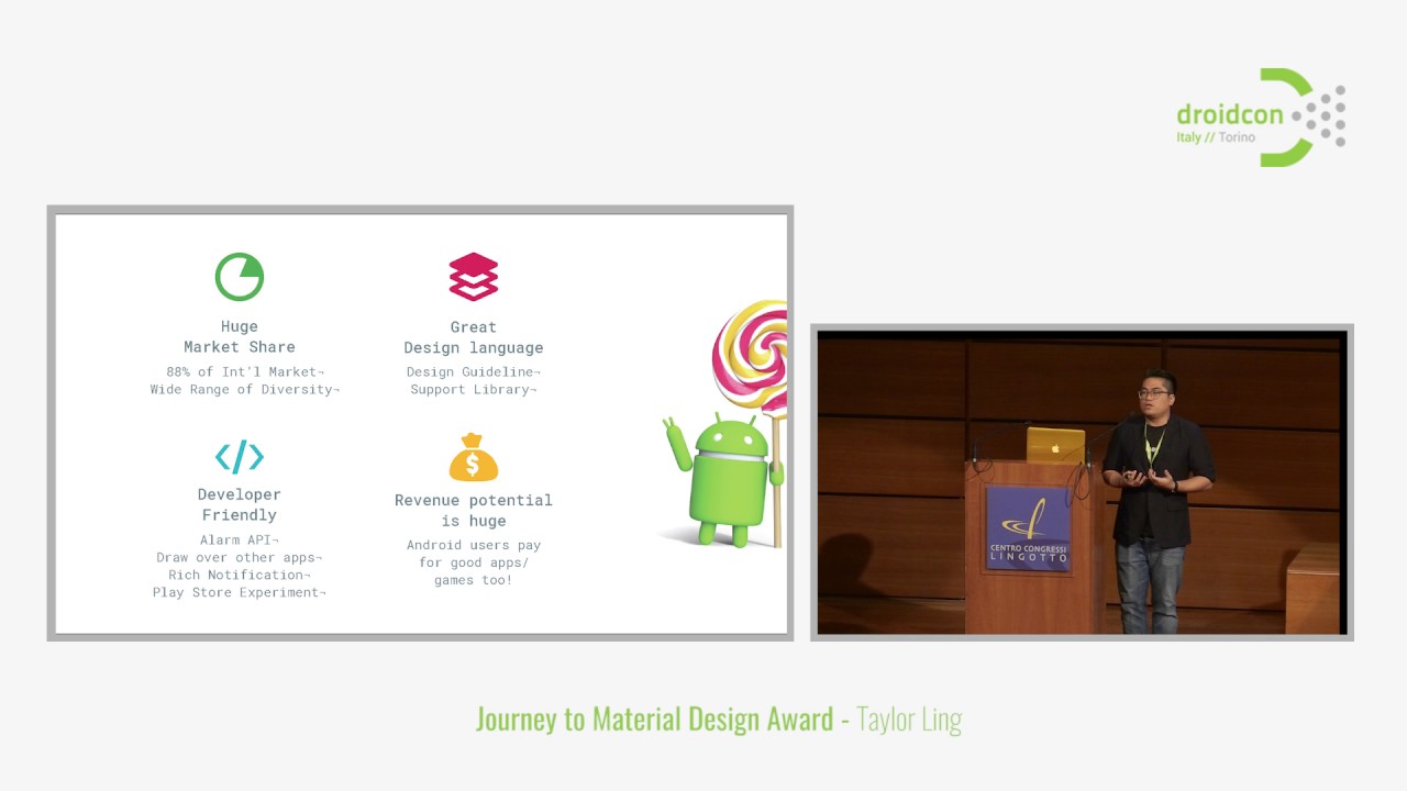 Droidcon Italy 2017 // Journey to material Design Award - Taylor Ling - YouTube