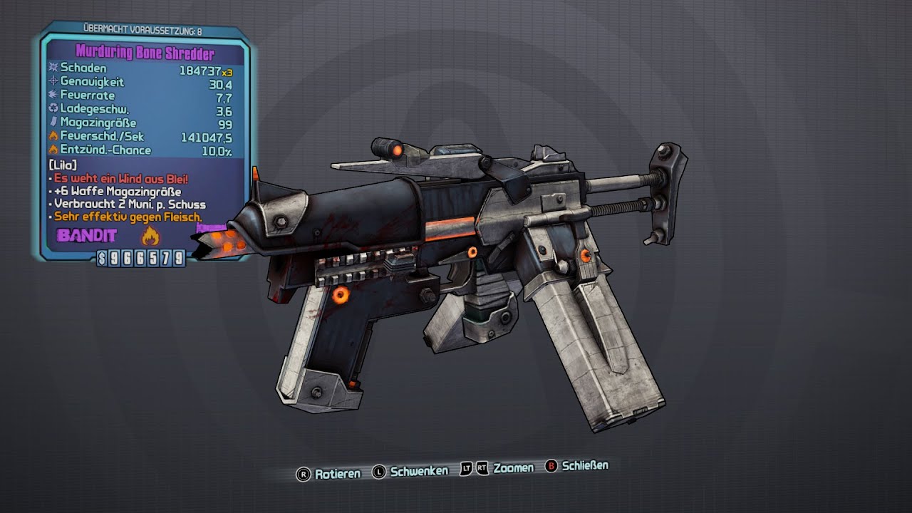 Borderlands 2 - Bandit SMGs: Bone Shredder - YouTube
