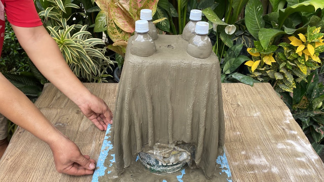 Creative Ideas || How To Make Plant Pot From Old Towel With Cement ...