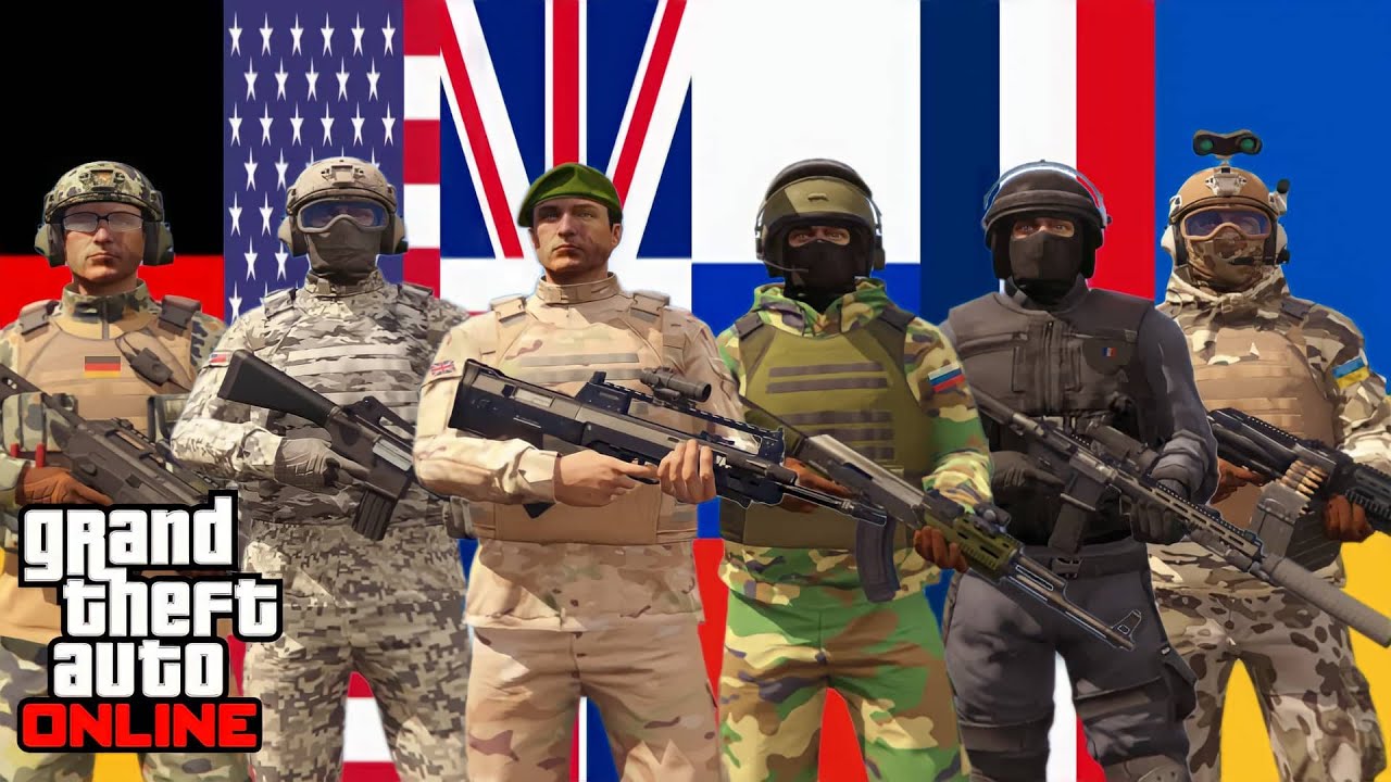 GTA ONLINE - MILITARY OUTFIT AROUND THE WORLD - YouTube