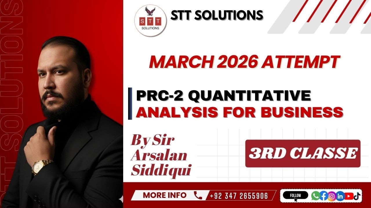 PRC-2 Quantitative Analysis for Business CLASS 3rd By SIR ARSALAN ...