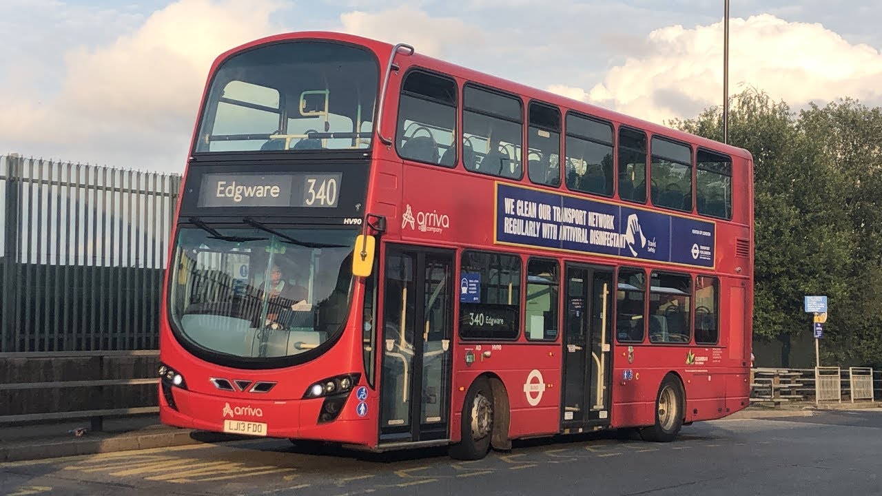 Journey on London Bus Route 340 - HV90 (LJ13FDO) Volvo Gemini 2 B5LH ...
