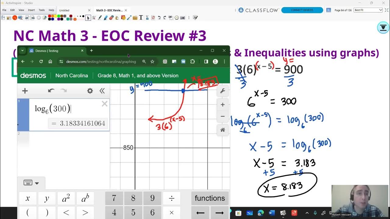 NC Math 3 - EOC Review 3 Part 4 - Systems of Equations and Inequalities Using Desmos - YouTube