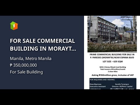 FOR SALE COMMERCIAL BUILDING IN MORAYTA ACROSS FEU - YouTube