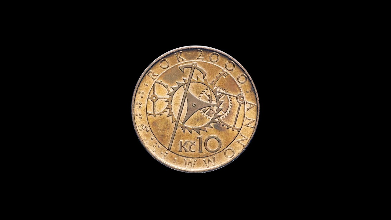 How look Czech Republic 10 Crowns 2000 year? Rare coin 4K Clip - YouTube
