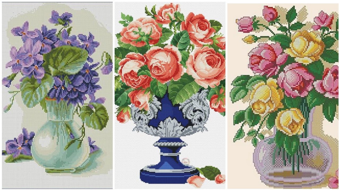 Beautiful Guldasta Flower Cross Stitch Embroidery Pattern Designs ...