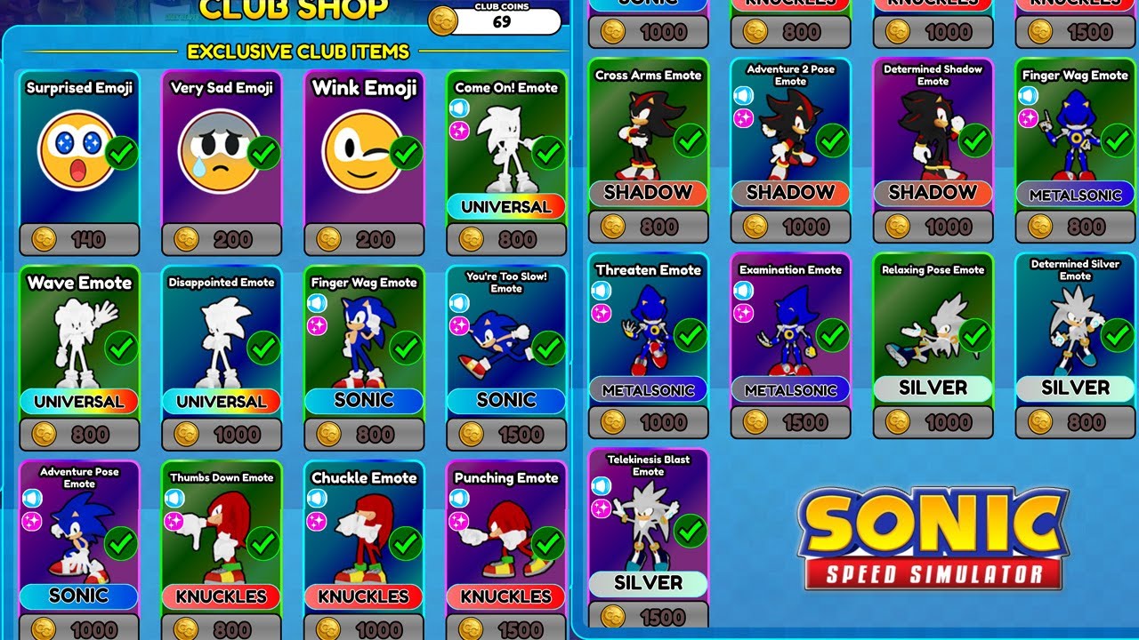 Sonic Speed Simulator All character emotes - YouTube