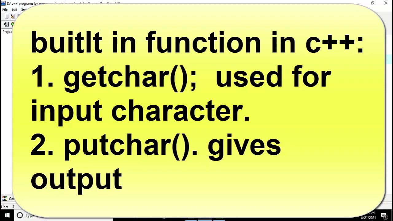 Getchar Putchar Built In Function In C And C Urdu Hindi Youtube