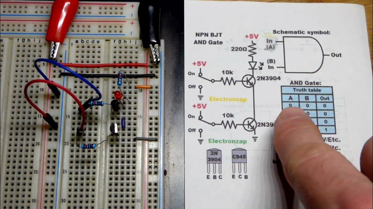AND Logic Gate made with two 2N3904 NPN BJTs for learning electronics shorts 61 - YouTube