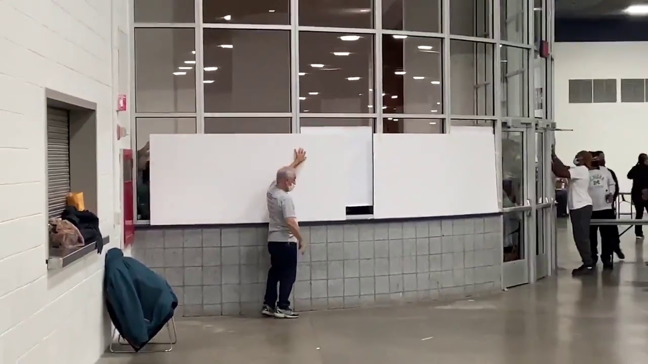 Detroit’s absentee ballot counting center, the windows now being ...