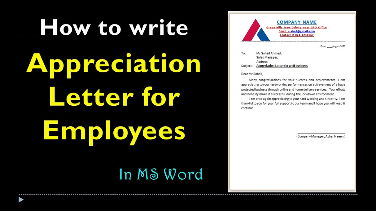 Appreciation letter to Sales Manager for good work | Appreciation ...