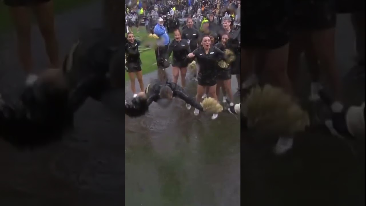 The Purdue cheerleaders were doing belly flops in the rain 😂 | #Shorts ...