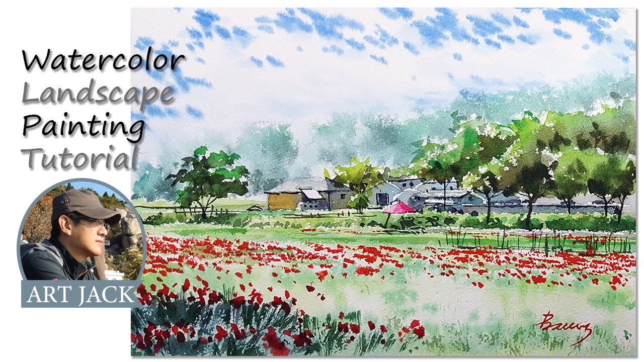 Watercolor Landscape Painting Tutorial Flowering Hometown Color watercolor-landscape-painting-tutorial-flowering-hometown-color
