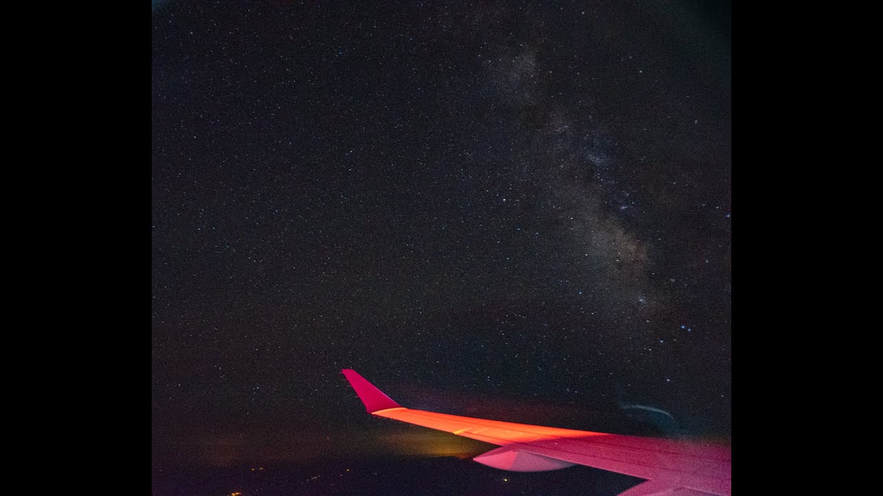 Milky Way timelapse from plane window seat - YouTube