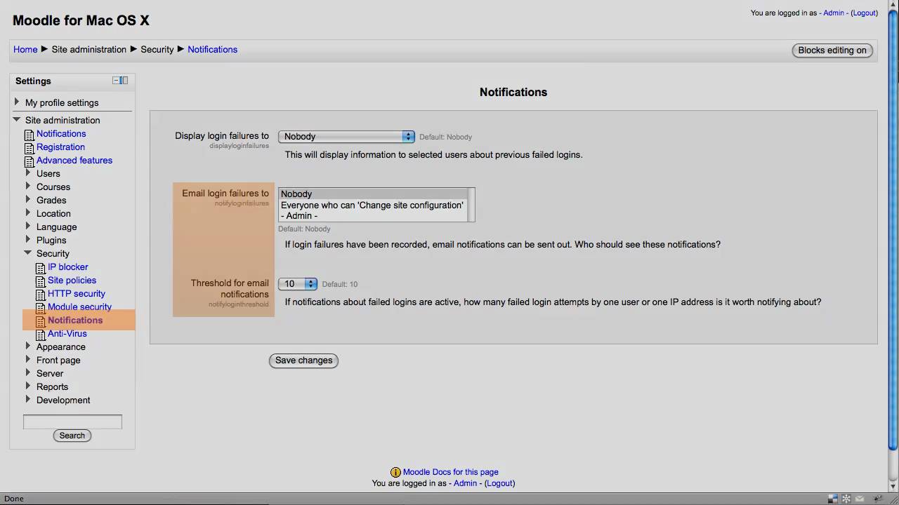 Moodle 2 Administration Security settings - YouTube